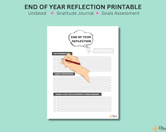 PRINTABLE END OF the Year Gratitude Journal, End of the Month, End of ...