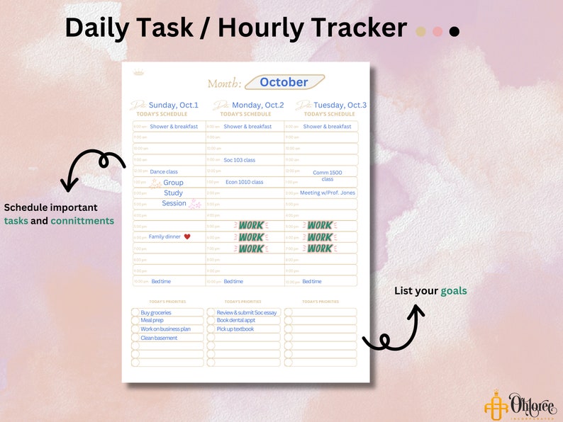 Printable Daily Task / Hourly Tracker - Etsy