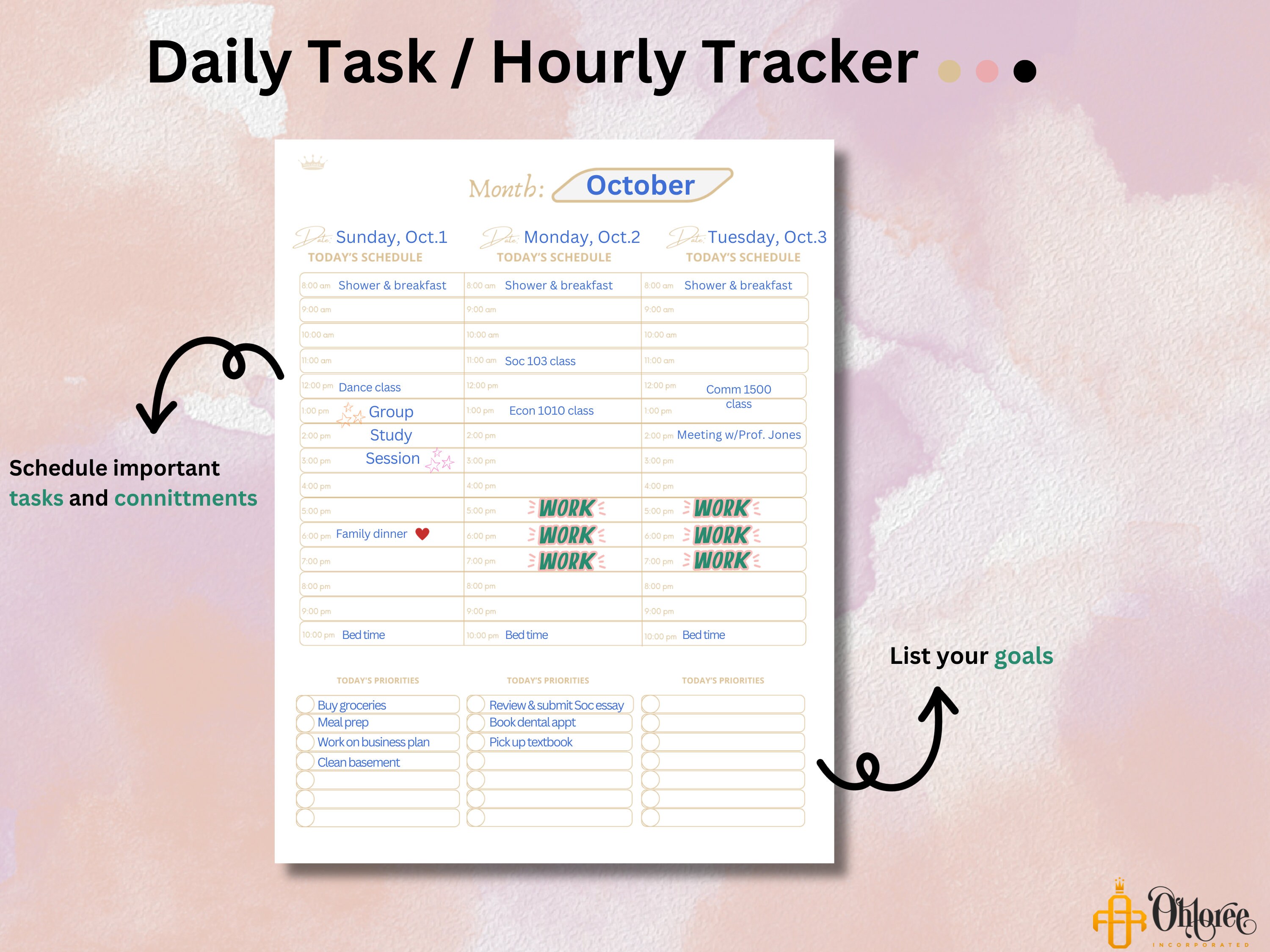 Printable Daily Task / Hourly Tracker - Etsy