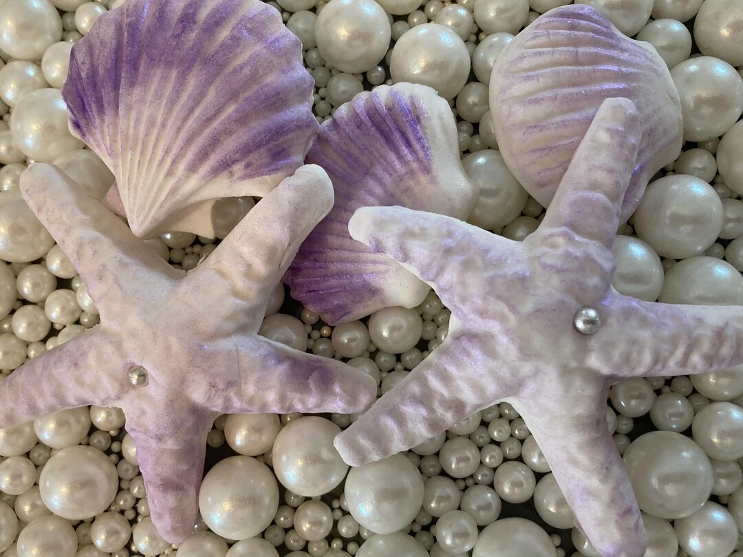 Fondant Starfish and Seashell Edible Cake Toppers - Etsy