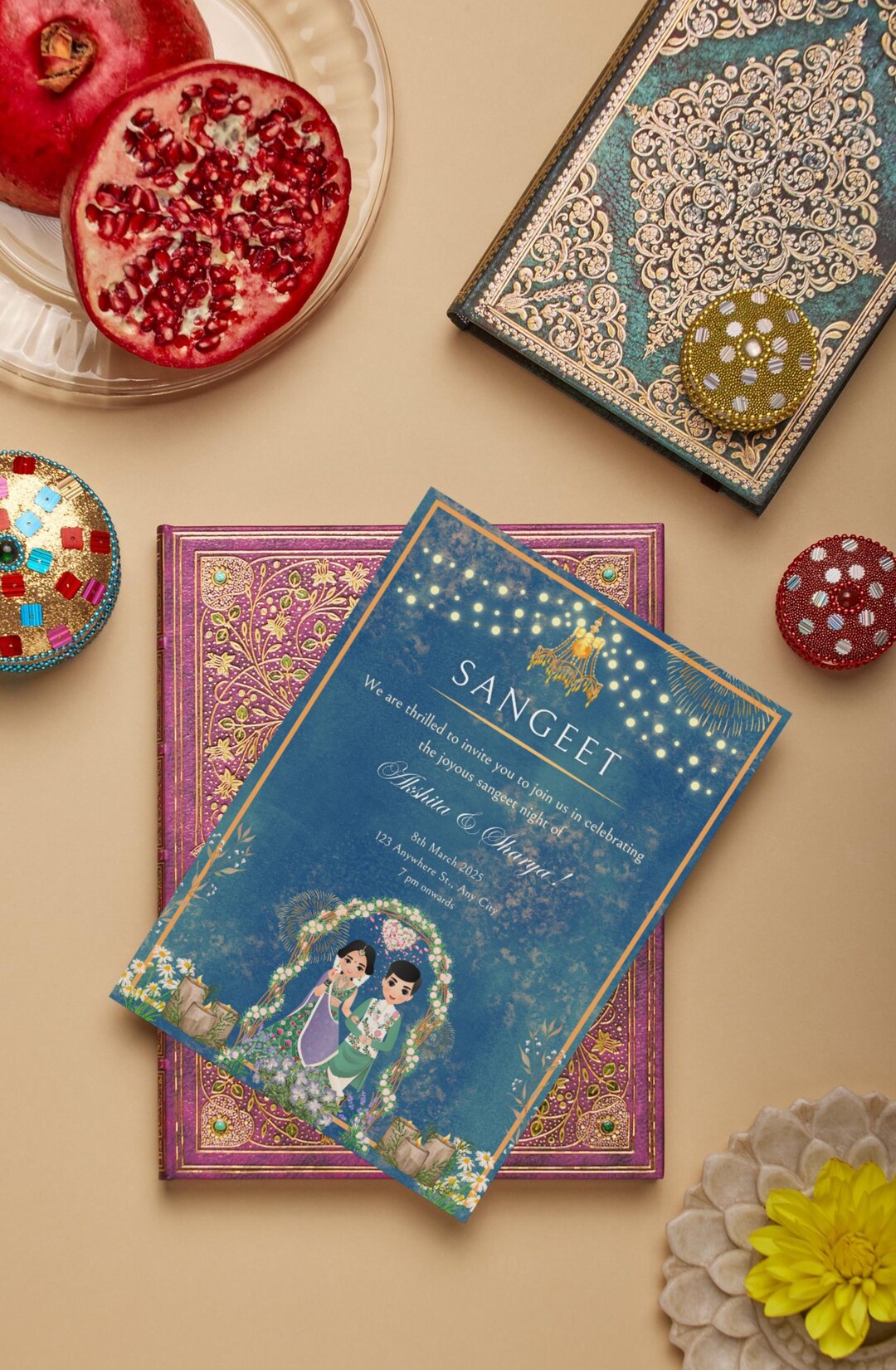 Indian Sangeet Invites Canva Digital Download, Editable Invitation ...
