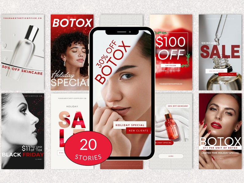 45 Holiday Medspa Ad Templates, Christmas Botox Ad Canva Template ...