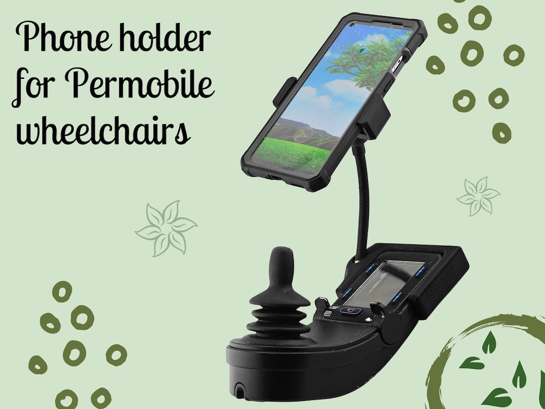 Heavy Duty Budget Phone Mount Holder for Permobil Wheelchair Powerchair ...