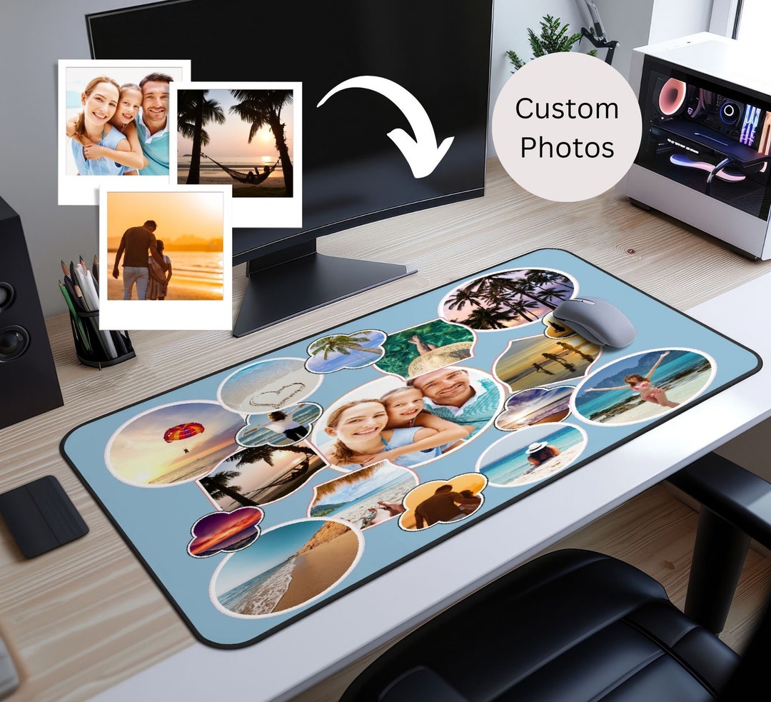Custom Photo Collage Desk Mat Personalized Photo Mouse Pad Customized ...