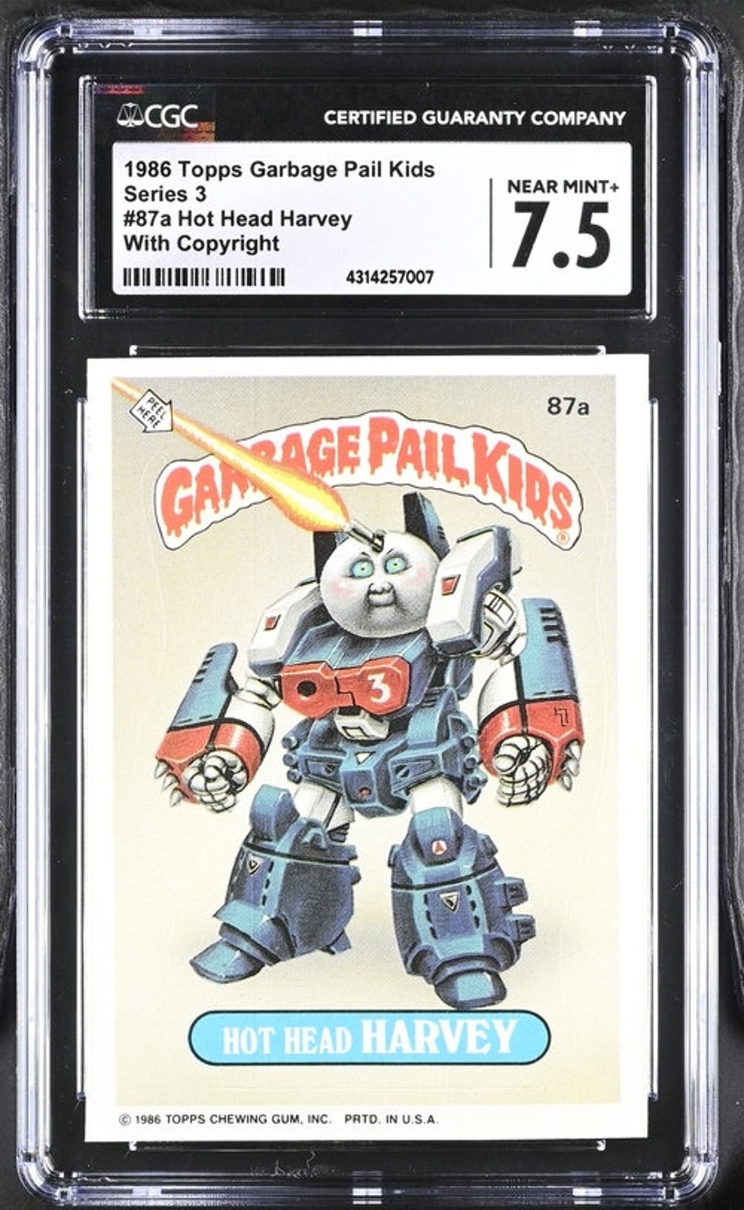 1986 Garbage Pail Kids Series 3 Hot Head Harvey CGC 7.5 Near Mint+ With ...