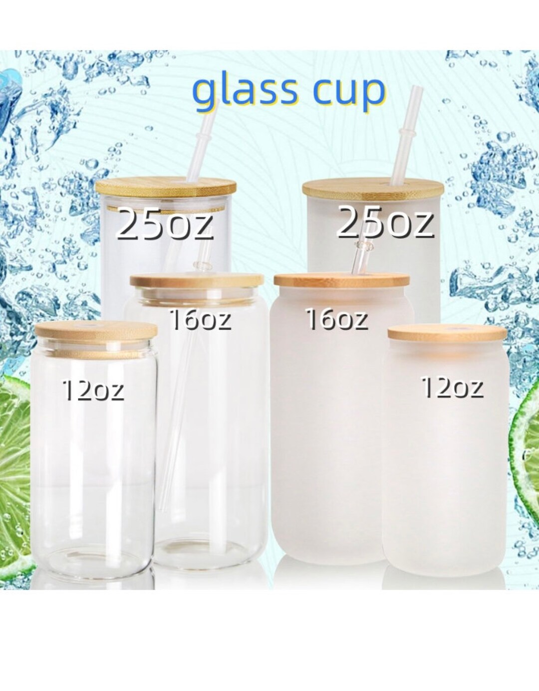 Glass Can, Soda Can Cup, Class Cup With Bamboo Lid and Straw (set of 4 ...