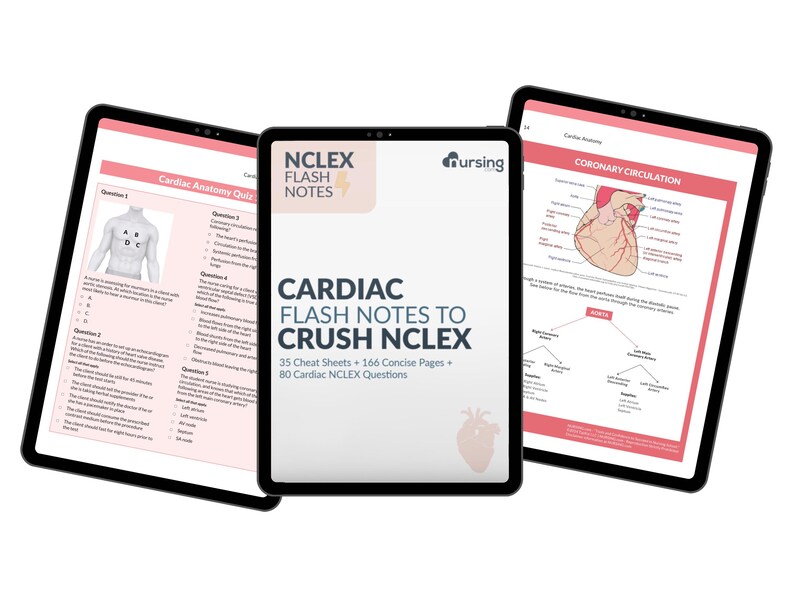 Cardiac NCLEX Flash Notes & Practice Questions | 13 Must-know Topics ...