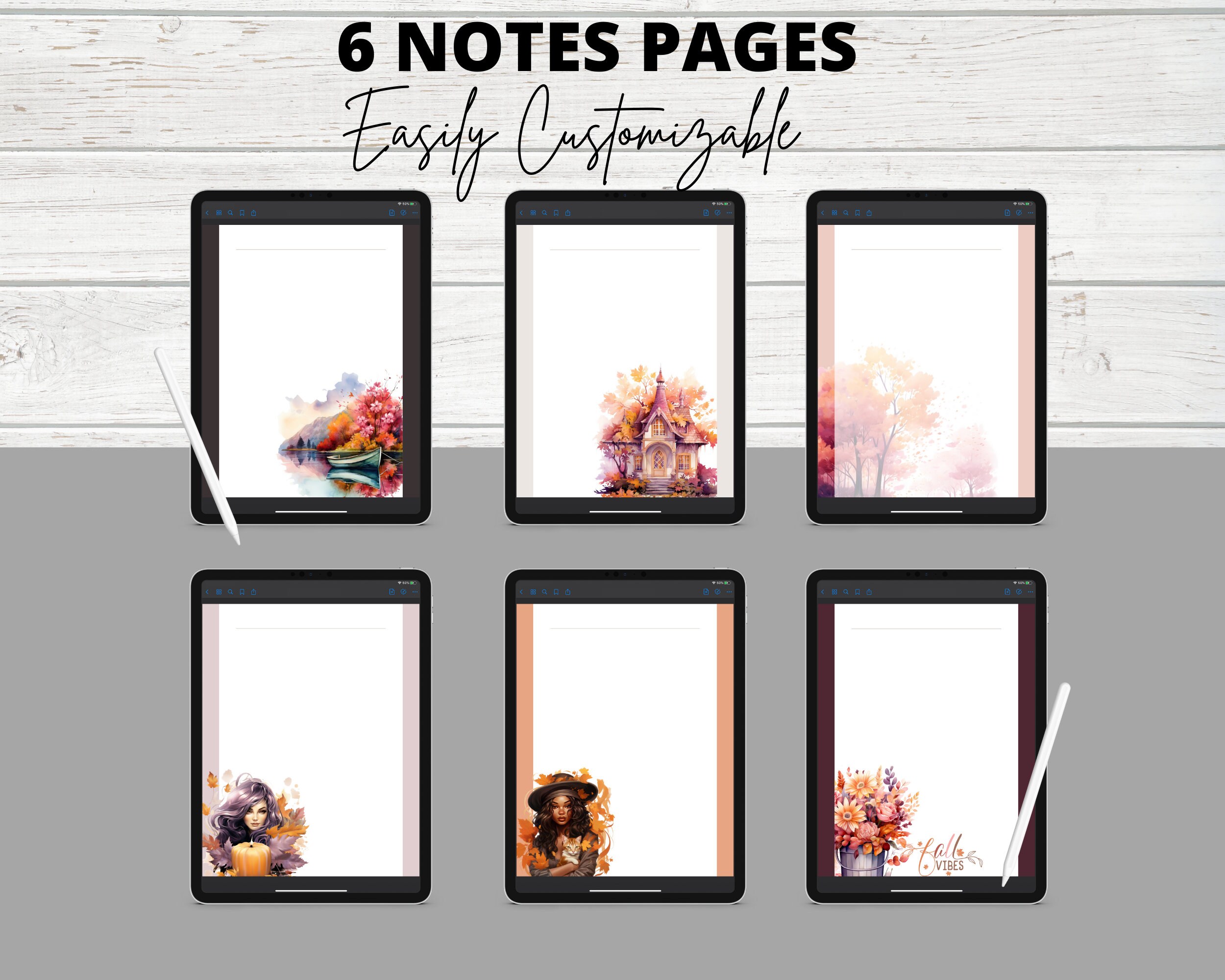 Falls Blush Notes Digital and Printable Pages PNG and PDF, Digital ...
