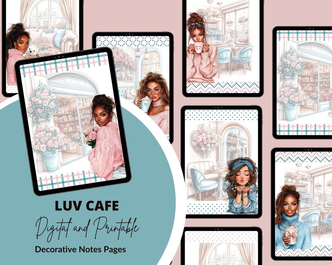 Luv Cafe Notes Pages, Digital and Printable Decorative Pages, PNG, PDF ...