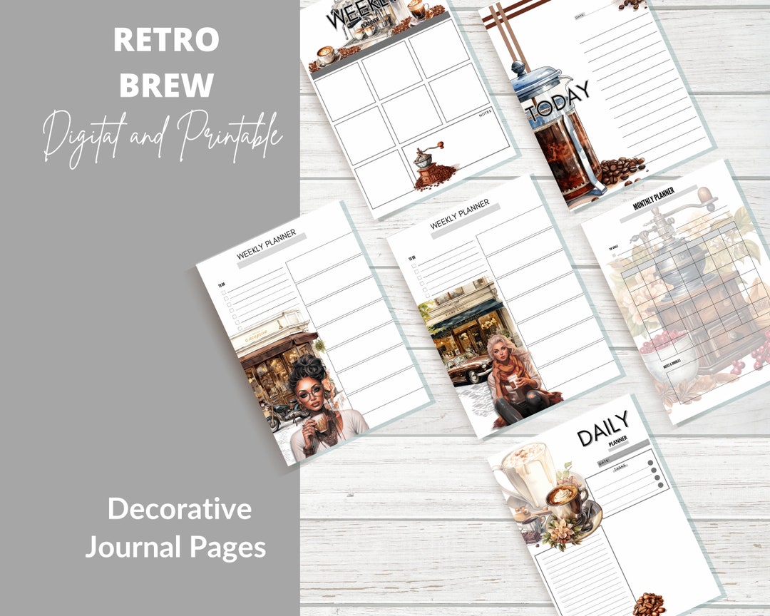 Retro Brew Journal Pages Digital and Printable, Undated Template ...