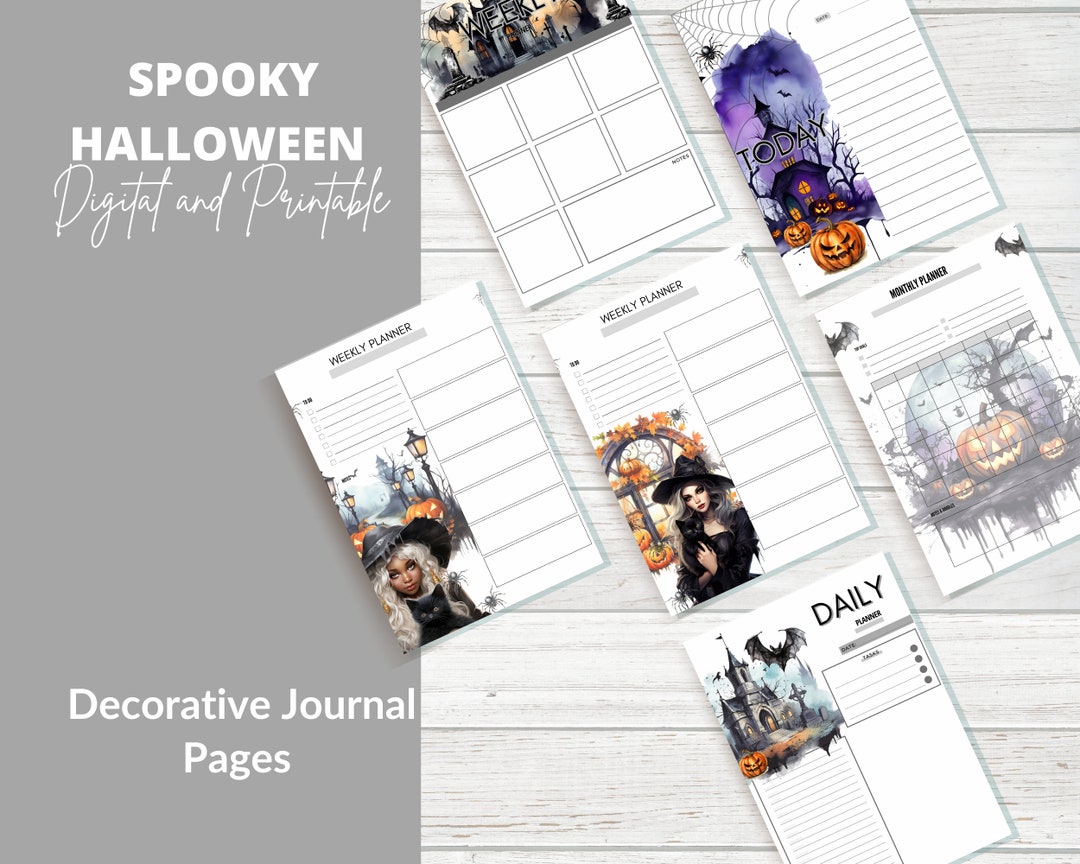 Halloween Journal Pages Digital and Printable, PNG and PDF - Etsy