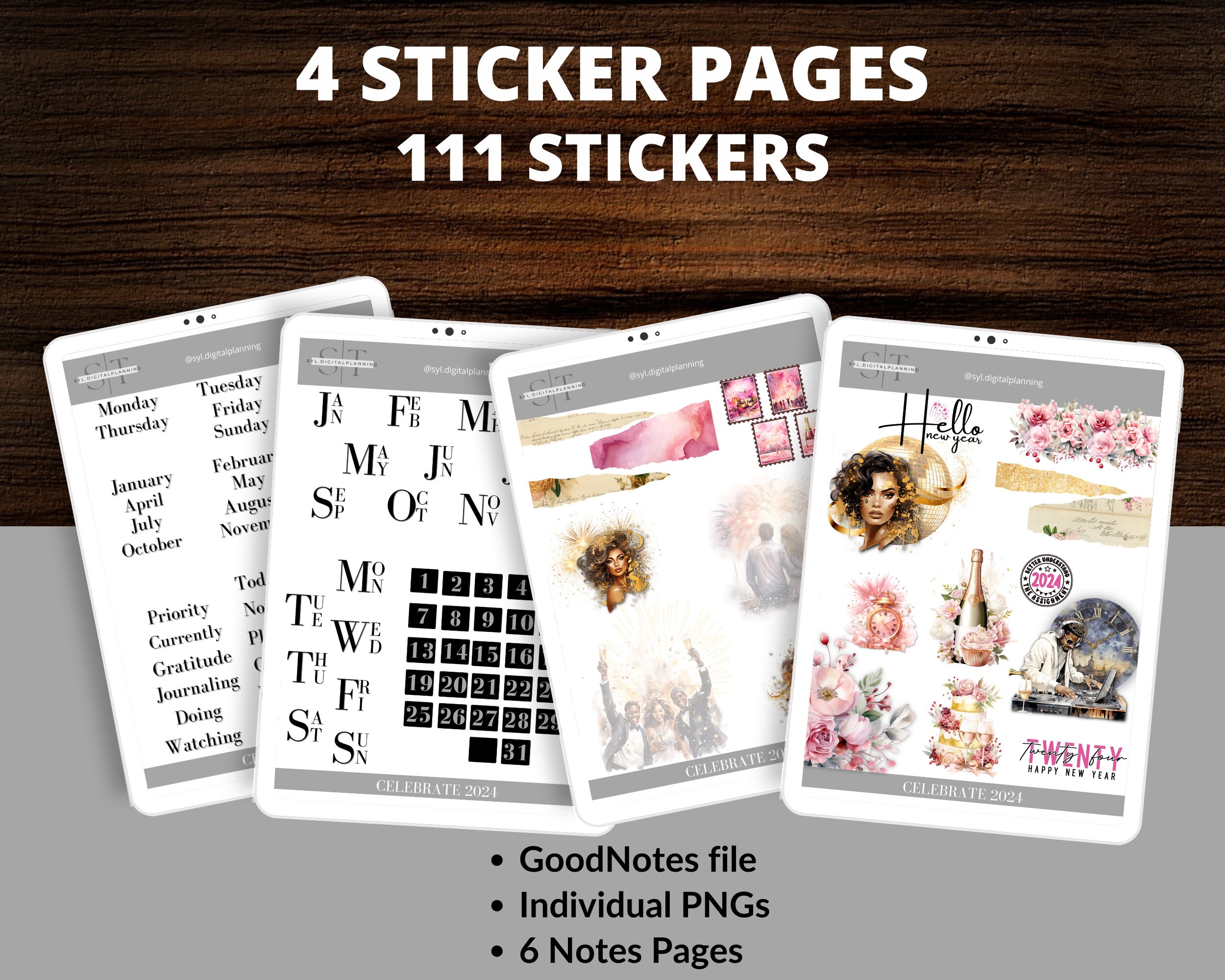 Celebrate 2024 Notes Pages and Digital Stickers, Printable and Digital ...