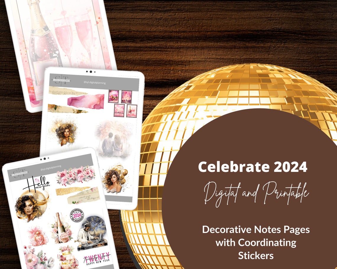 Celebrate 2024 Notes Pages and Digital Stickers, Printable and Digital ...