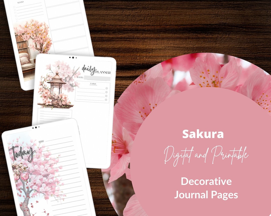 Sakura Journal Pages, Decorative Printable Planner (PNG, PDF) - Etsy
