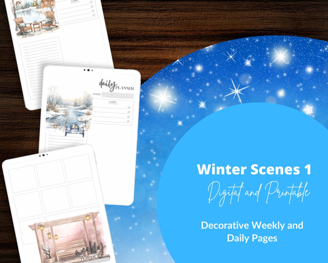 Winter Scenes Decorative Weekly and Daily Pages, Digital and Printable ...