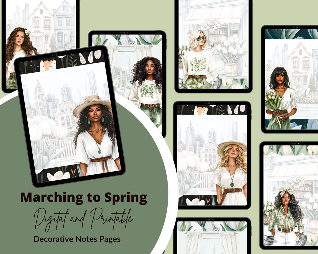 Marching to Spring Notes Pages, Digital and Printable Decorative Pages ...