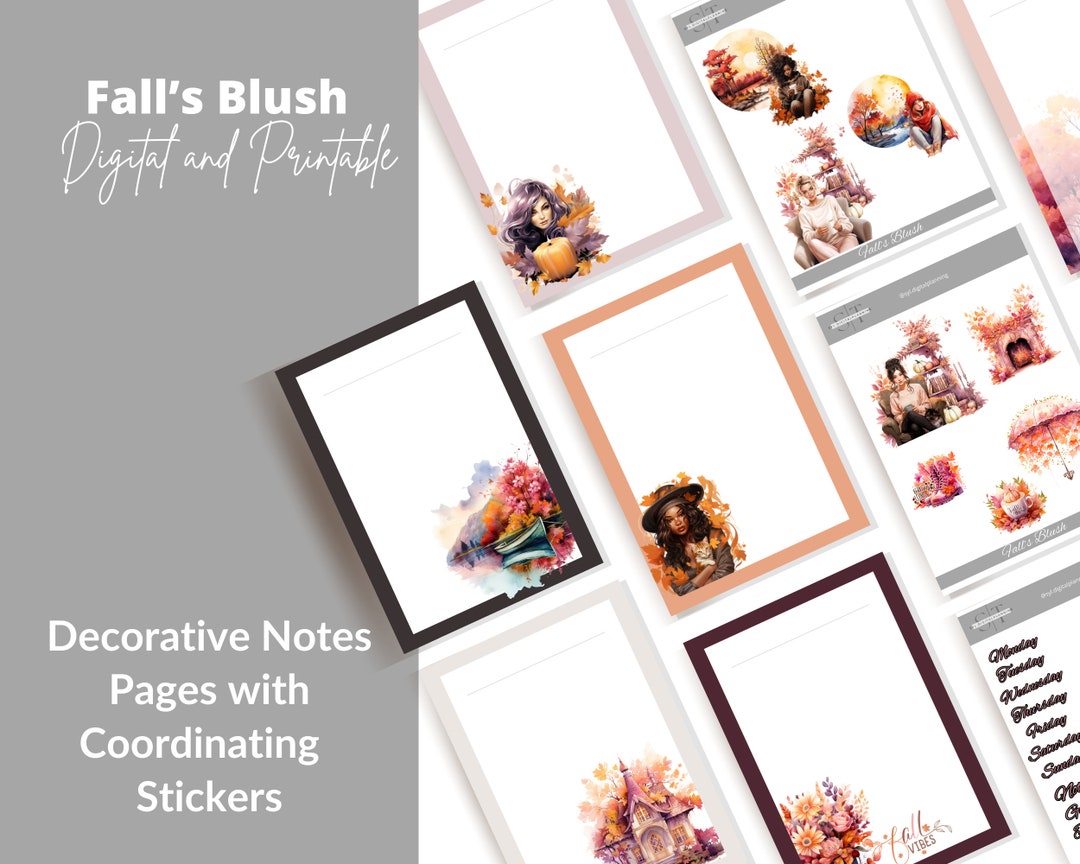 Fall’s Blush Notes Digital and Printable Pages PNG and PDF, Digital ...
