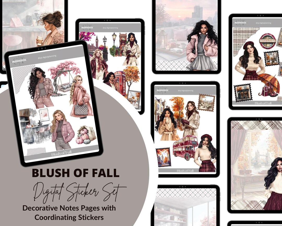 Blush of Fall Notes and Coordinating Sticker Set, PDF, PNG, JPEG ...