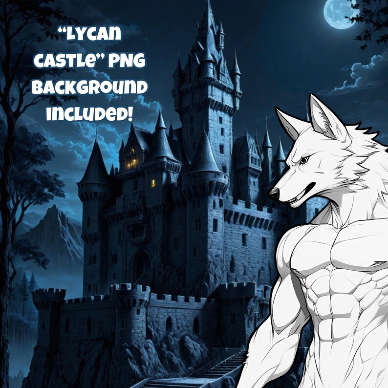Werewolf Furry Art Base, Unique Base, PNG, Muscular Werewolf Fursona ...