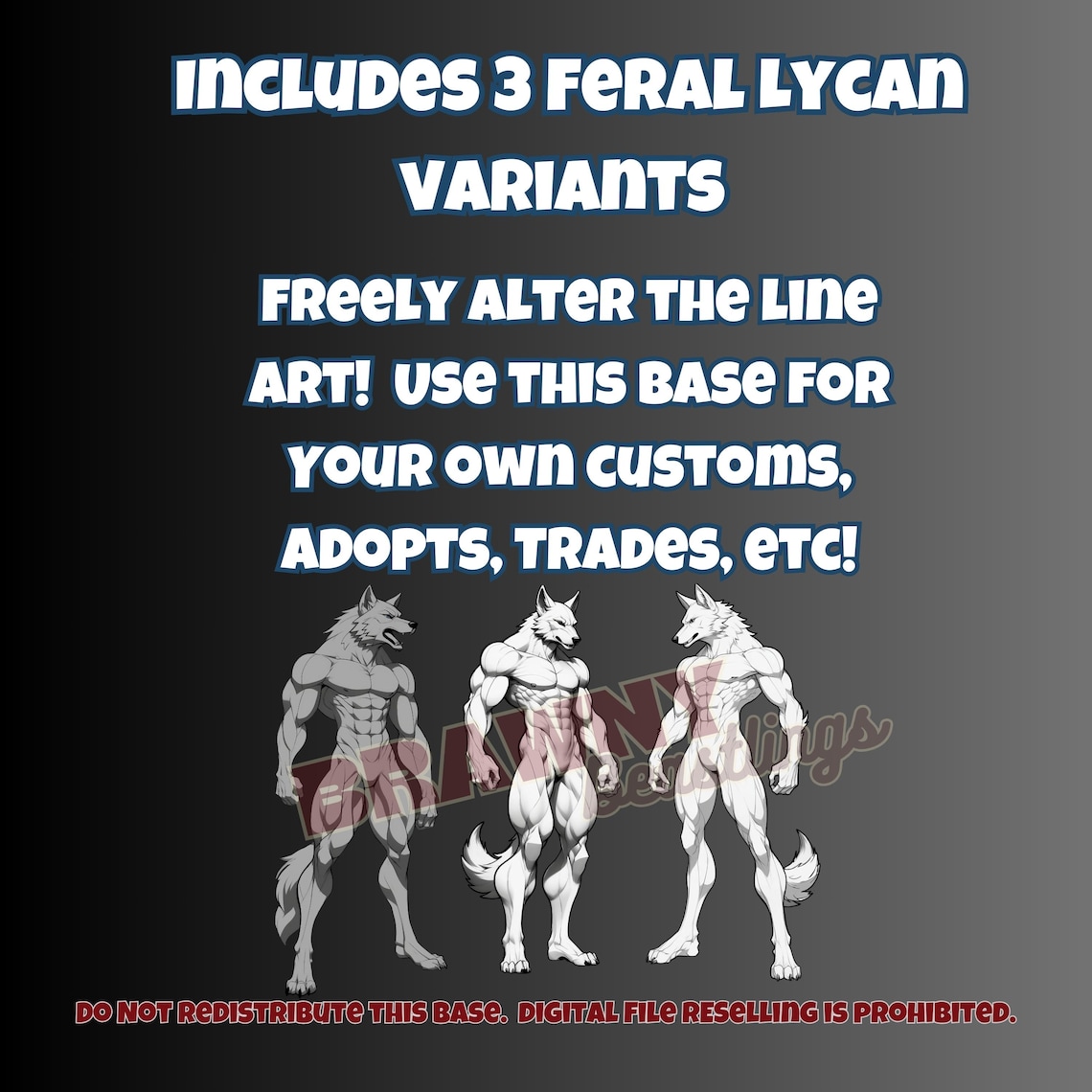 Werewolf Furry Art Base, Unique Base, PNG, Muscular Werewolf Fursona ...