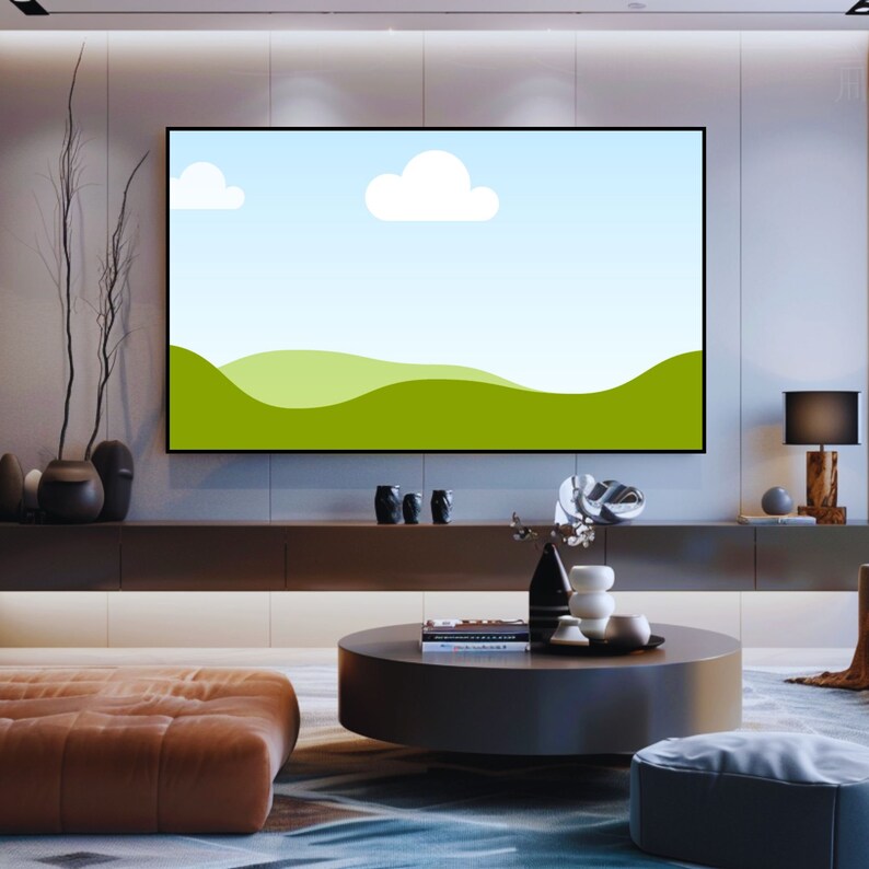 Frame TV Mockup Animated, 16x9 TV Frame Mockup, Modern Living Room ...