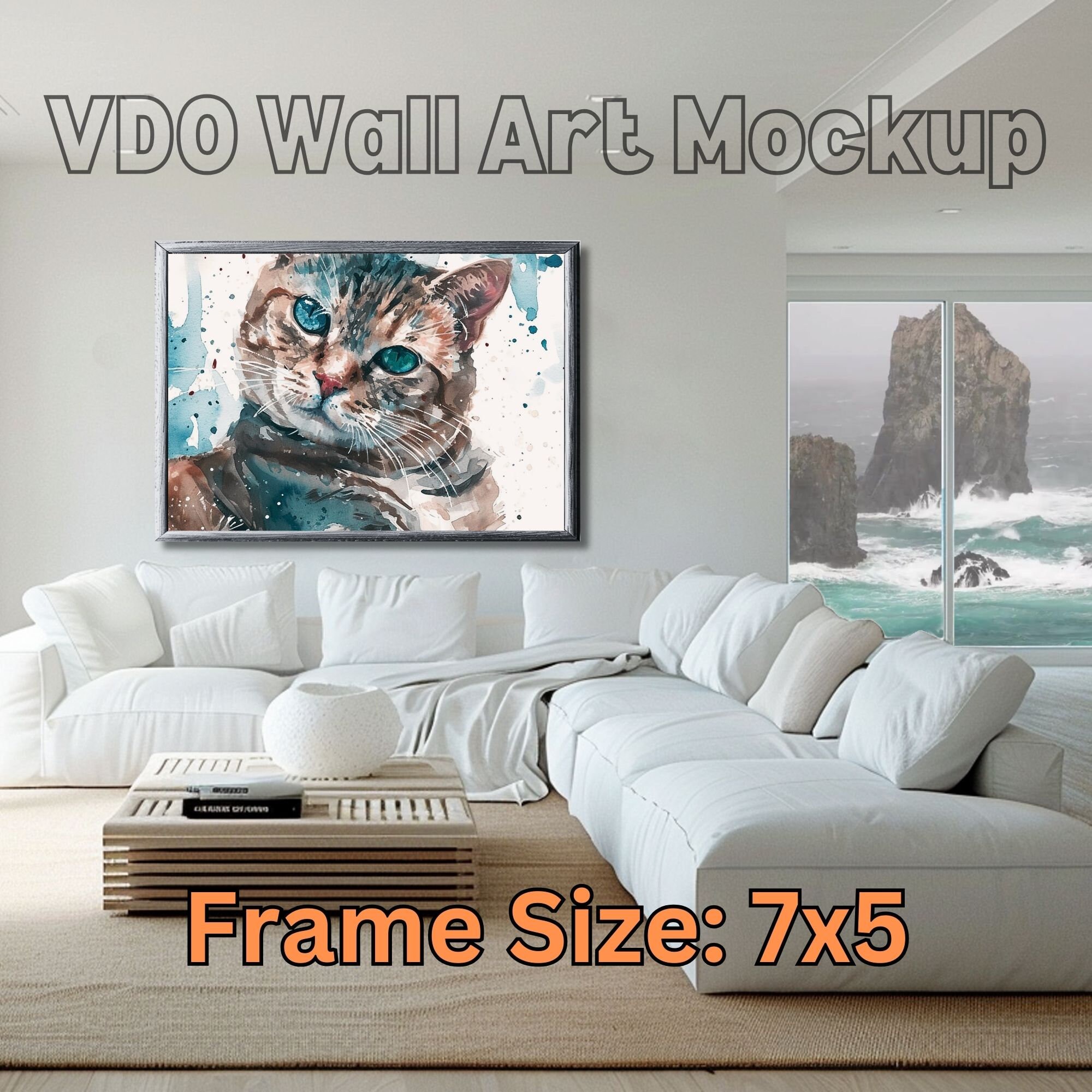 Frame Mockup Animated, Wall Art Mockup, Digital Download, Living Room ...