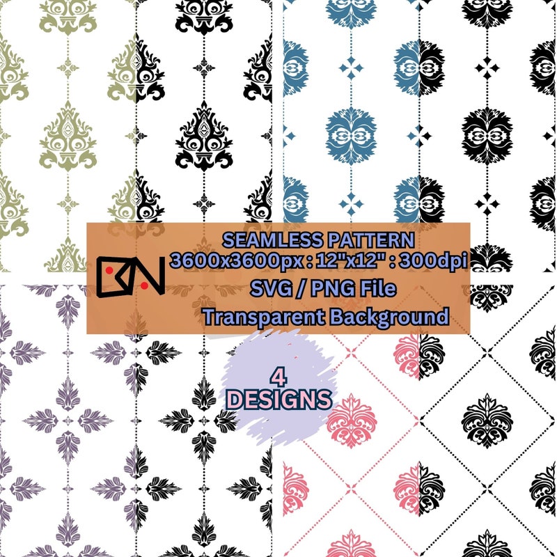 Damask Digital Papers - Etsy