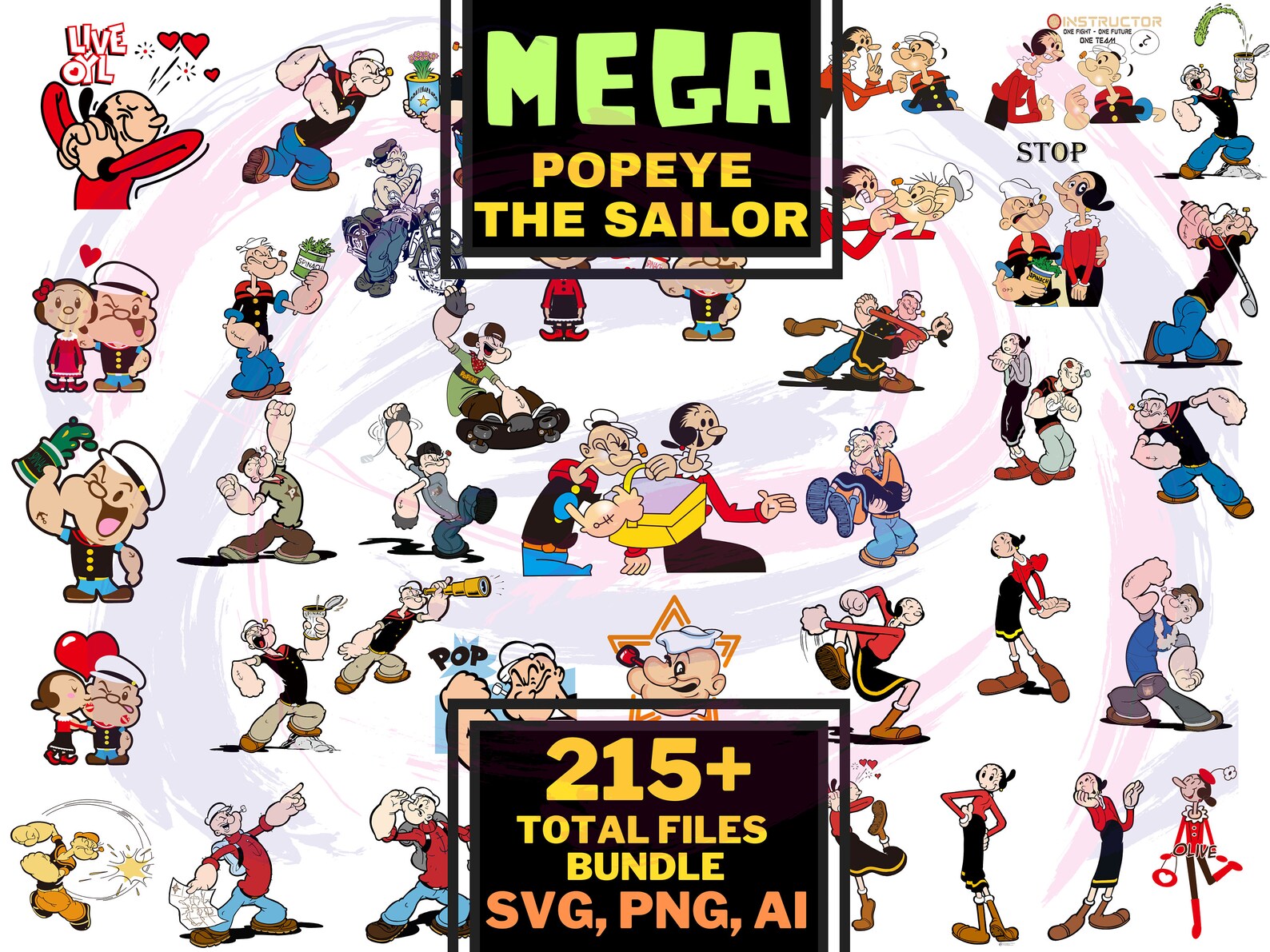MEGA Popeye Svg Popeye Bundle Svg for Cricut Bluto Svg - Etsy Canada