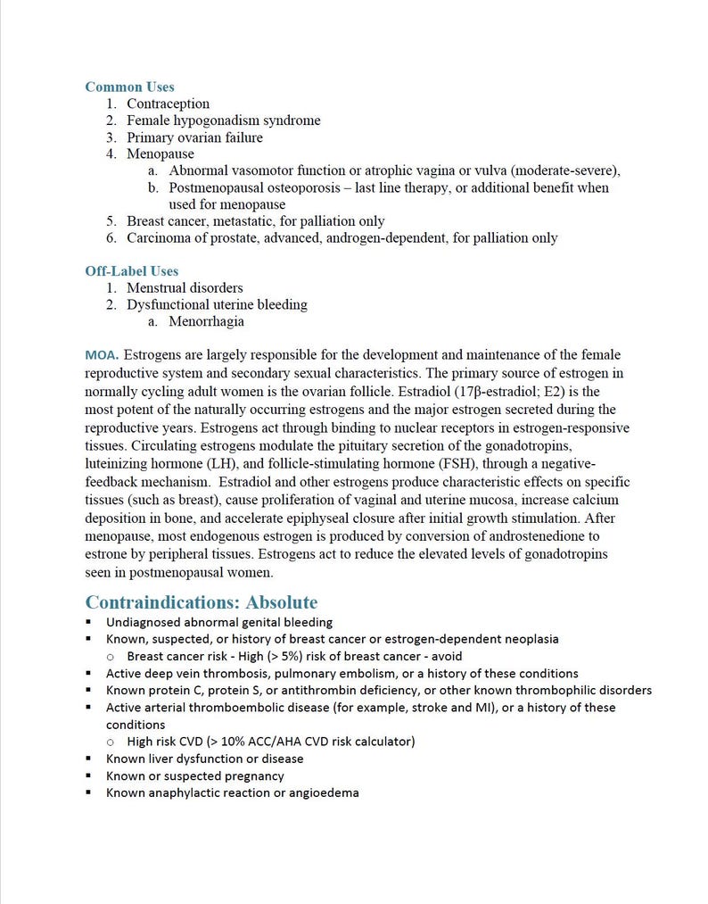 Estrogens & Progestogens Pharmacology Guide | Digital PDF ...