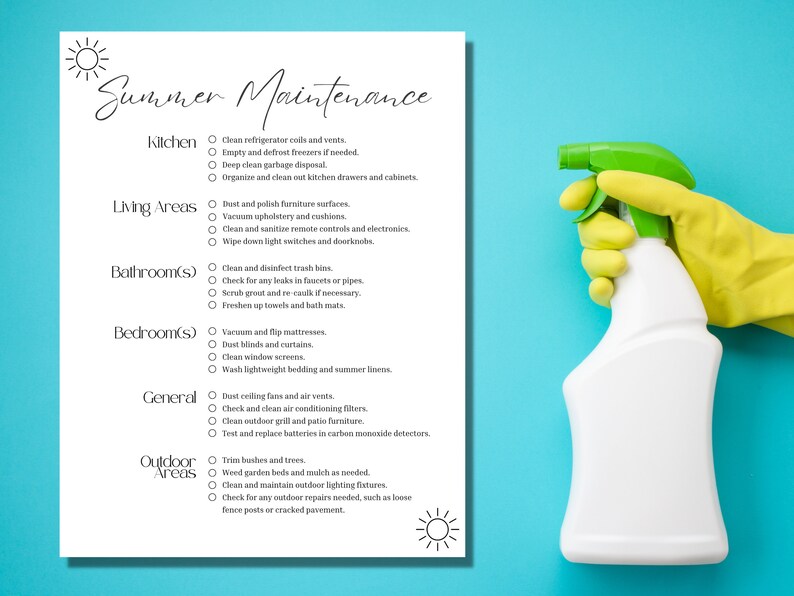 Seasonal Home Maintenance Checklist - Minimalistic - Spring Summer Fall ...