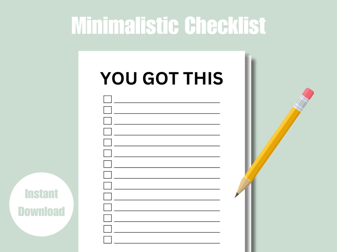 You Got This Checklist Minimalistic Simple Checklist Instant Download ...