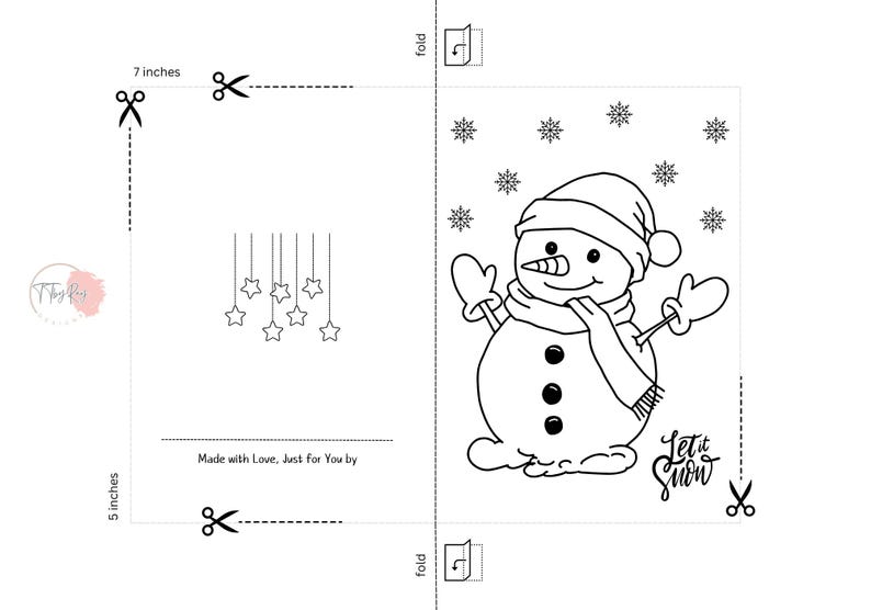 Printable Coloring Holiday Christmas Cards for Kids PDF Coloring Card ...