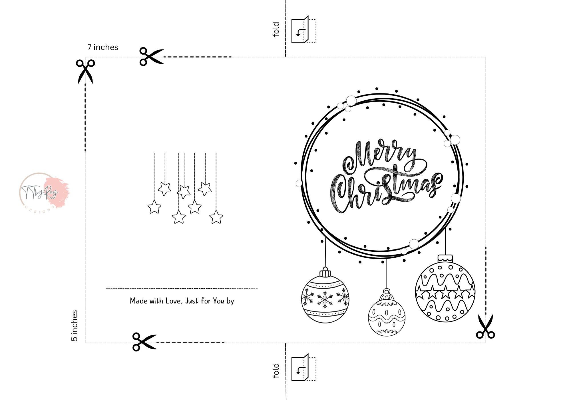 Printable Coloring Holiday Christmas Cards for Kids PDF Coloring Card ...