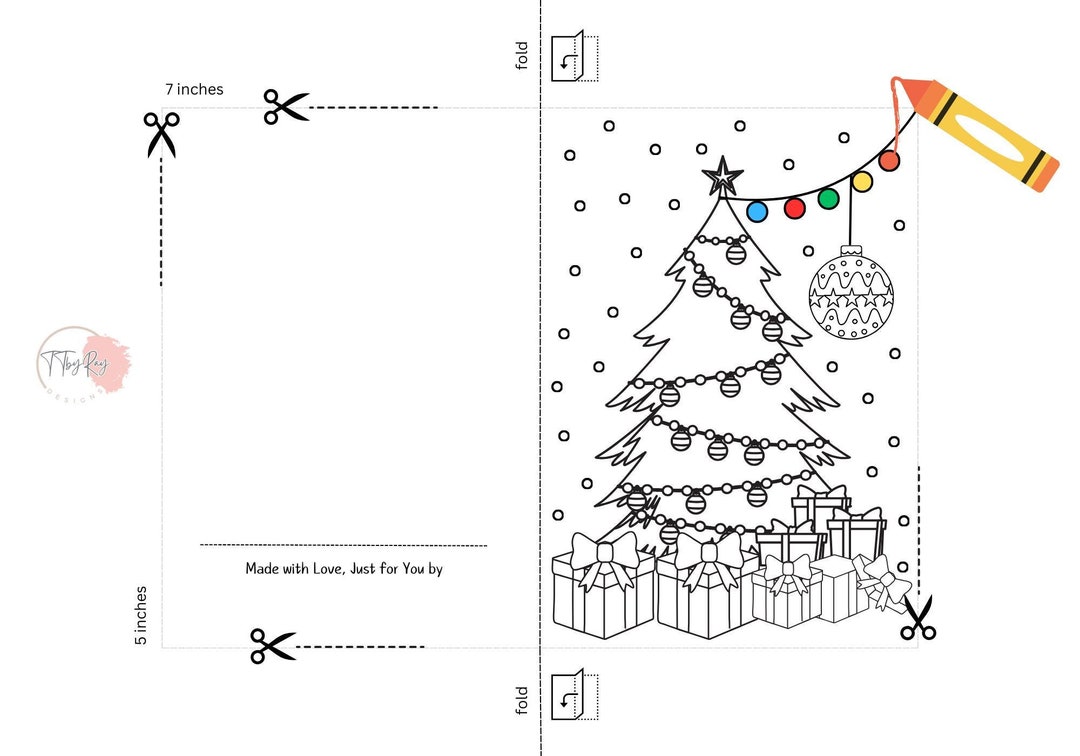 Printable Coloring Holiday Christmas Cards for Kids PDF Coloring Card ...