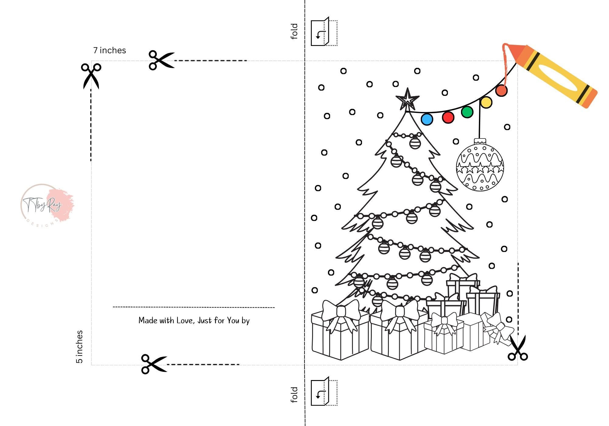 Printable Coloring Holiday Christmas Cards for Kids PDF Coloring Card ...