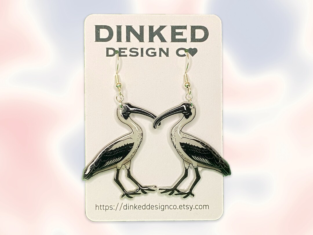 Australian Ibis Bin Chicken Bird Earrings Wildlife-inspired Jewellery Edgy Novelty Animal ...