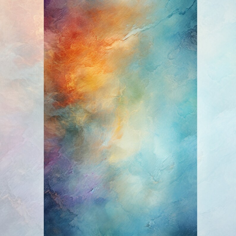 8 Digital Backdrops. Rich Swirls of Blue and Pink With a Hint of Yellow ...