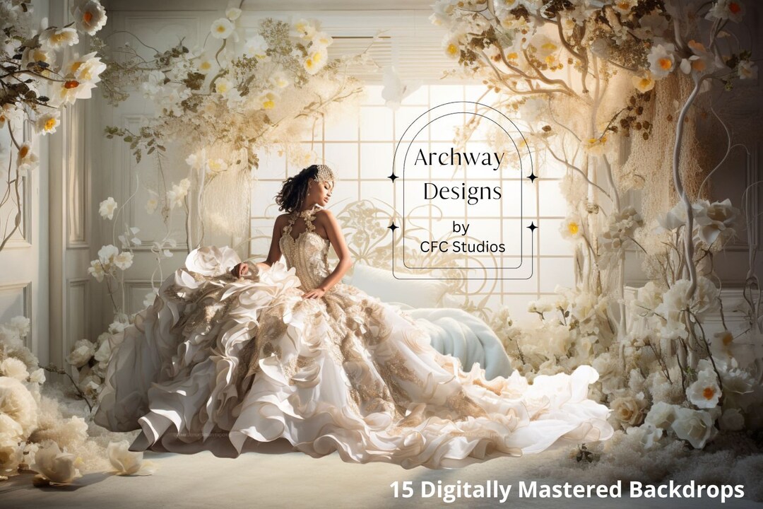 Bundle of 15 Digital Backdrops. Fantasy and Contemporary Bedroom ...