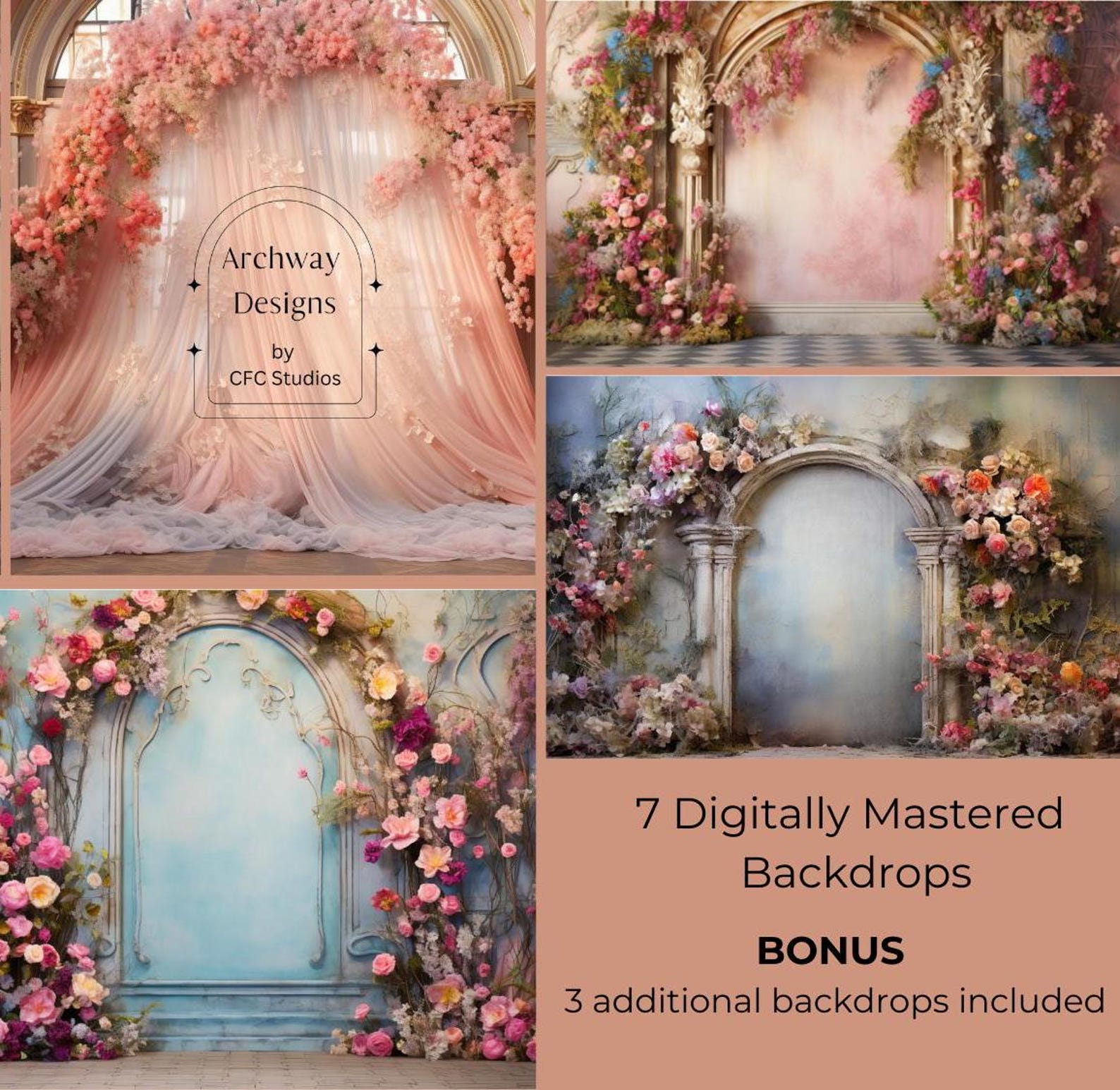 7 Victorian Archway Digital Photography Backdrops, Photoshop Overlays ...