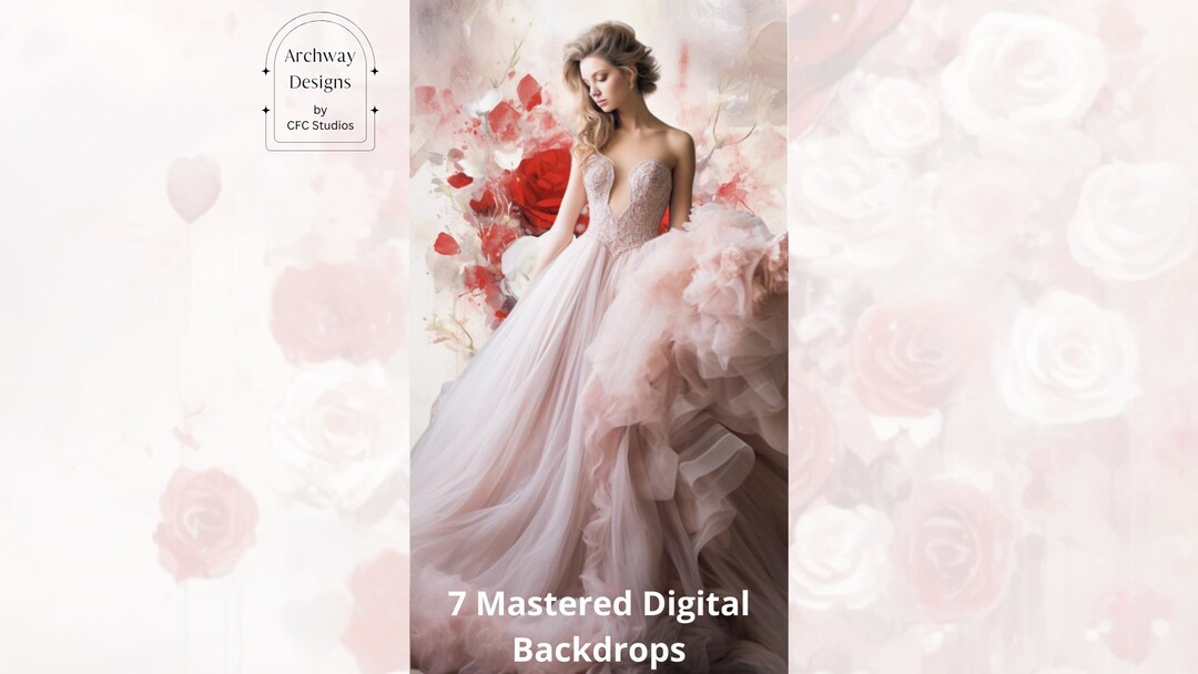 7 Digital Vertical Backdrops, Valentines, Weddings, Engagement, Studio ...