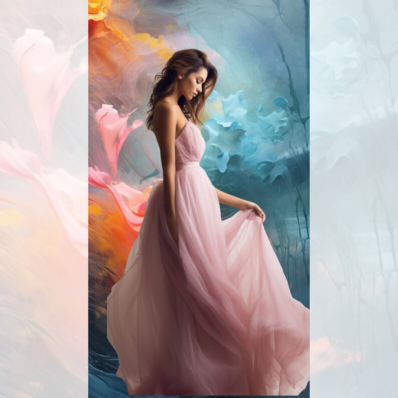 8 Digital Backdrops. Rich Swirls of Blue and Pink With a Hint of Yellow ...