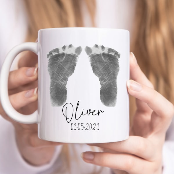 Baby Footprint Mug Fathers Day - Etsy