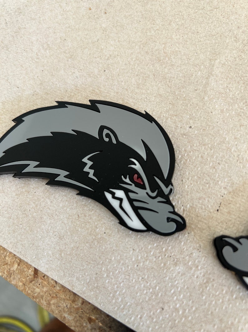 Set of 2 Multi-color Honey Badger Emblems Gray, Matte Black, White, and ...