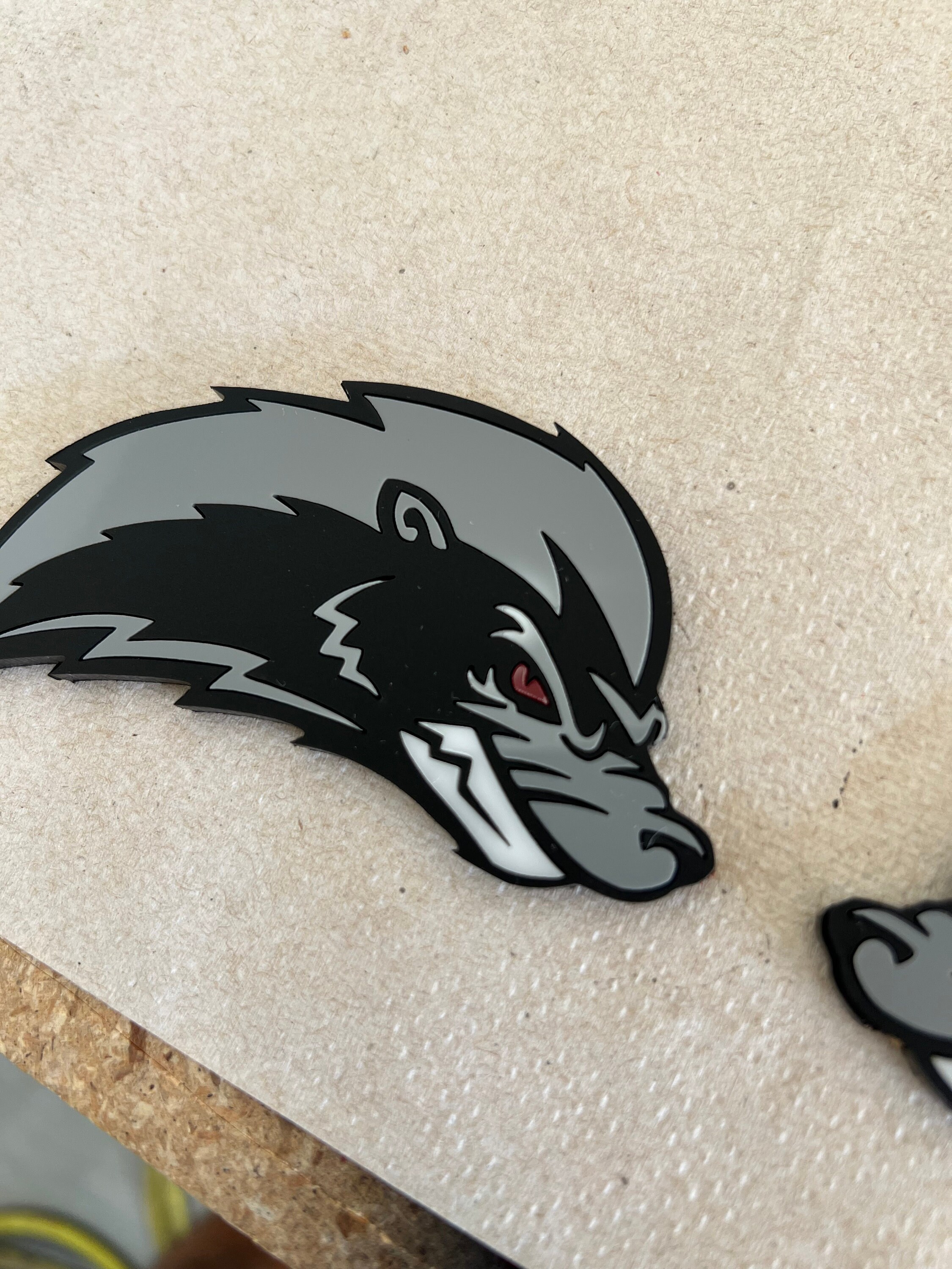 Set of 2 Multi-color Honey Badger Emblems Gray, Matte Black, White, and ...