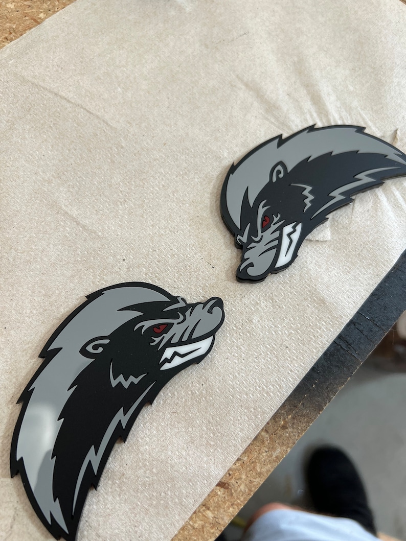 Set of 2 Multi-color Honey Badger Emblems Gray, Matte Black, White, and ...