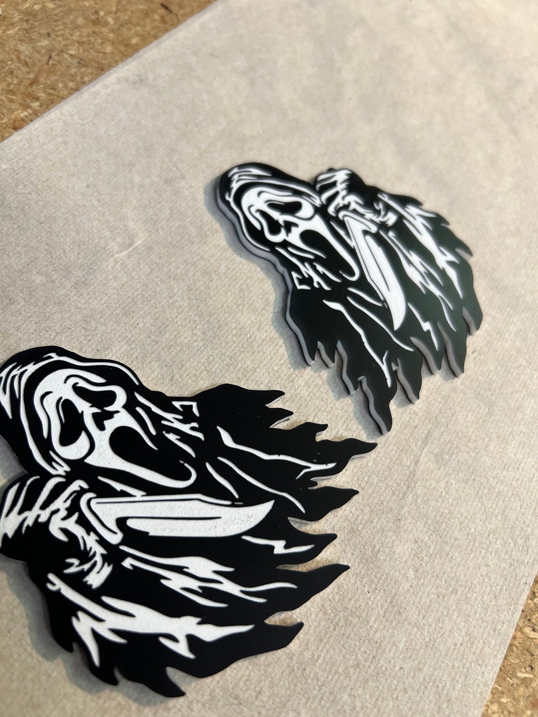 Set of 2 Ghostface Emblems Black and White 3.29 X 4 Laser Cut With 3M ...