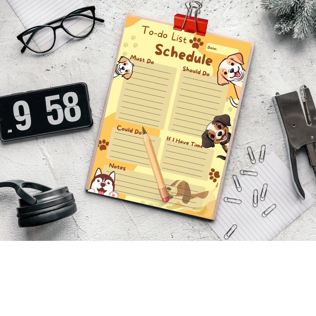 Dog Themed Printable to Do List / Daily Weekly Monthly Tasks Organizer ...