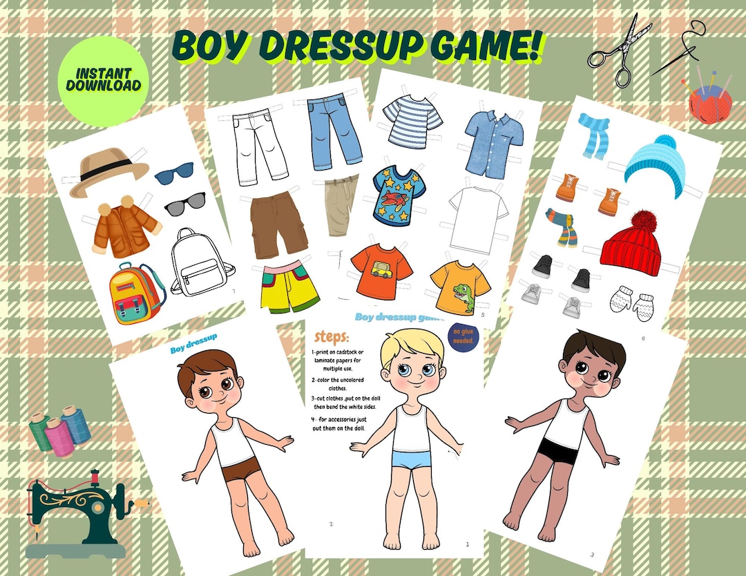 Printable Boy Dressup Game for Kids / Montessori Activity Sheets ...