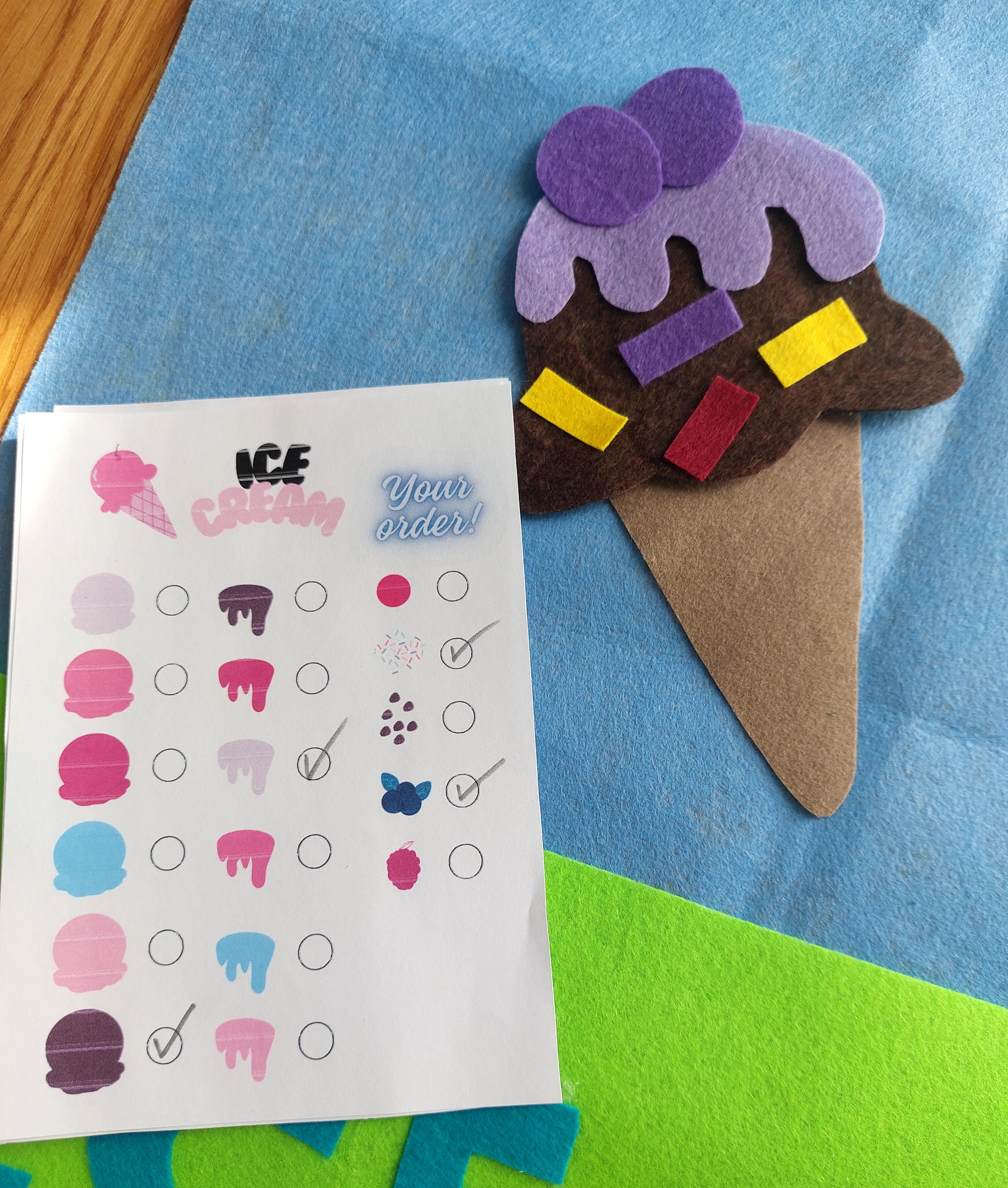 Ice Cream Felt Activity Pdf Pattern, Montessori Activity for Kids, at ...