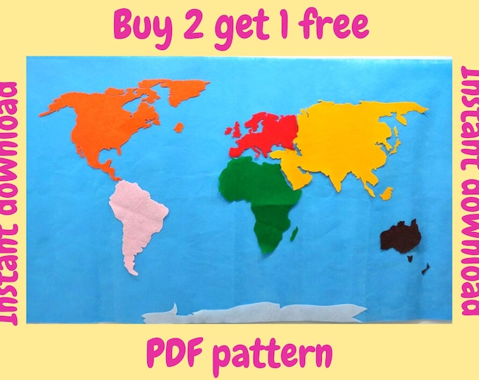 Pattern for World Continent Map // SVG Cut Files Included // Cut Felt ...
